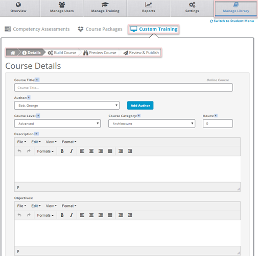Adding A Custom Course