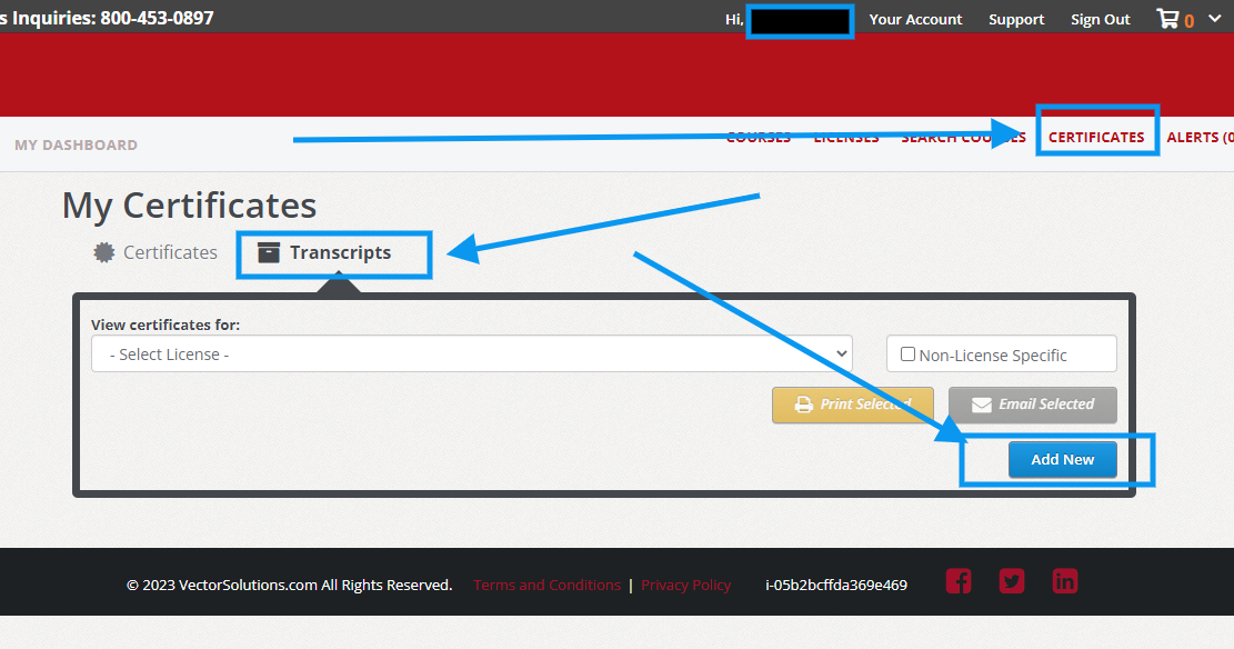 Adding Non-RedVector Training or Certificates to your Profile